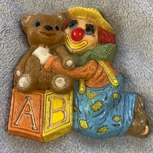 Wall Decor | Mid Century Vintage Frankies Designs Clown And Teddy Bear ...